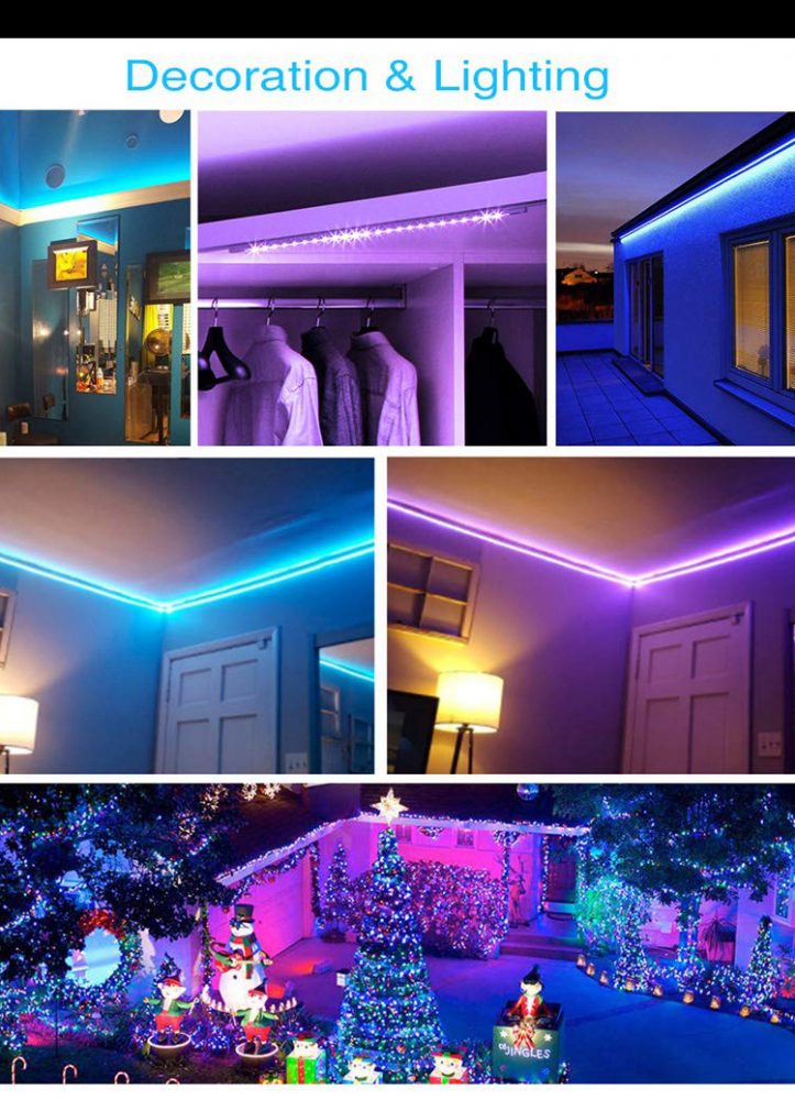 5050 RGB Dream Color LED Smart Strip Lights Kit can be Controlled with ...
