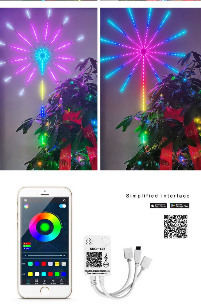 Christmas Holiday Decoration Dream Color LED Firework Strip String ...