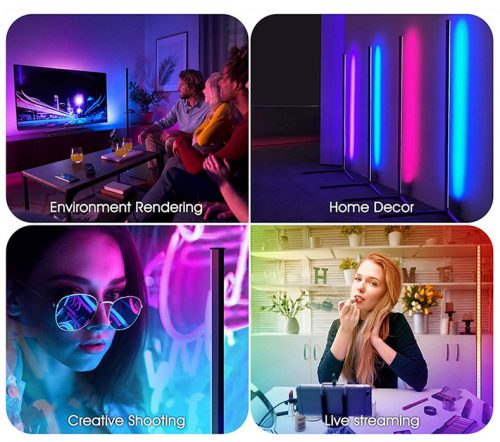 RGB LED Floor Tripod Corner Stand Light with App or Remote Music ...