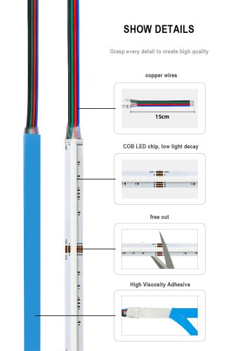 China chip on board RGBW RGBWW Cob Led Strip lights manufacturer ...