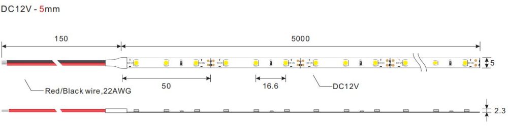 Super Slim 5mm Wide 3528 60LEDs Ultra Thin Strip Lights - DERUN LED