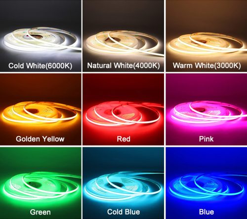 3mm 5mm Cool White or Warm White DC12V/24V COB LED Strip Light Supplier ...