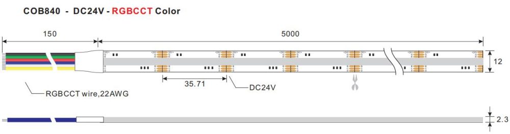 Flex High-density Dotless Lighting Multicolor RGBCCT/RGBCW Colorful COB ...