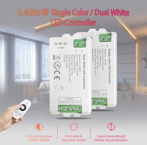 C01RF/C02RF 2.4GHz RF Single Color/Dual White LED Controller - DERUN LED