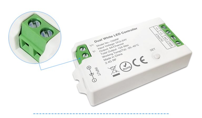 C01RF/C02RF 2.4GHz RF Single Color/Dual White LED Controller - DERUN LED