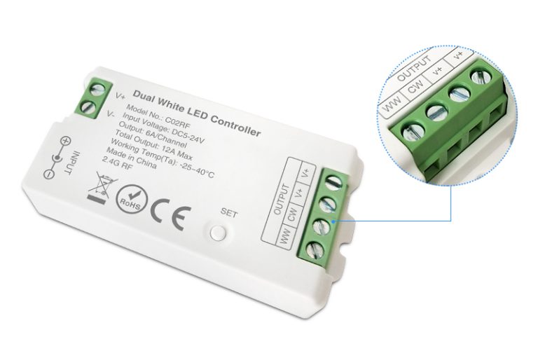 C01RF/C02RF 2.4GHz RF Single Color/Dual White LED Controller - DERUN LED
