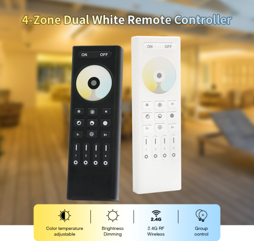 RC02RF 2.4GHz RF 4 Zone Dual White Remote Controller - DERUN LED
