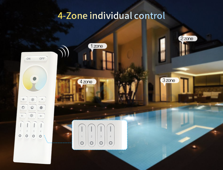 RC02RF 2.4GHz RF 4 Zone Dual White Remote Controller - DERUN LED