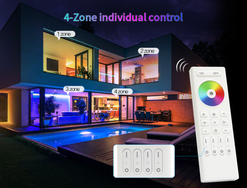 RC03RF 2.4GHz RF 4 Zone RGB/RGBW/RGBCCT Remote Controller - DERUN LED
