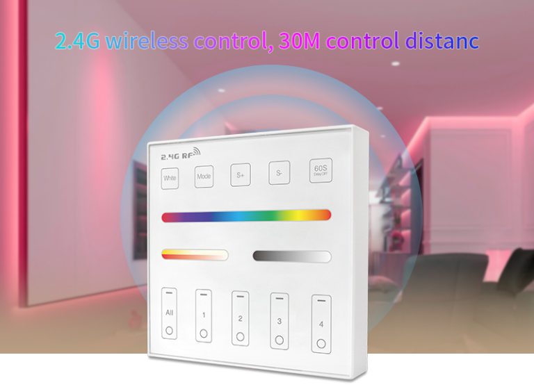 WR01RF 4 Zone Smart Wall Remote Controller for RGB/RGBW/RGBCCT LED ...